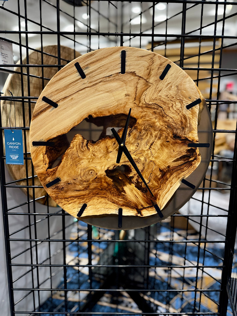 18" Maple & Smoke Black Resin Clock – Canyon Ridge Studio