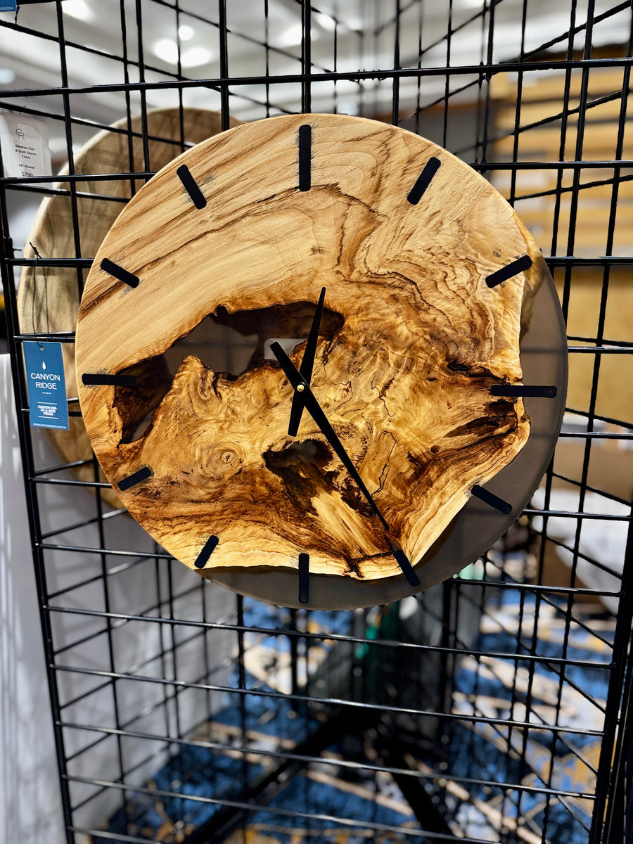18" Maple & Smoke Black Resin Clock – Canyon Ridge Studio